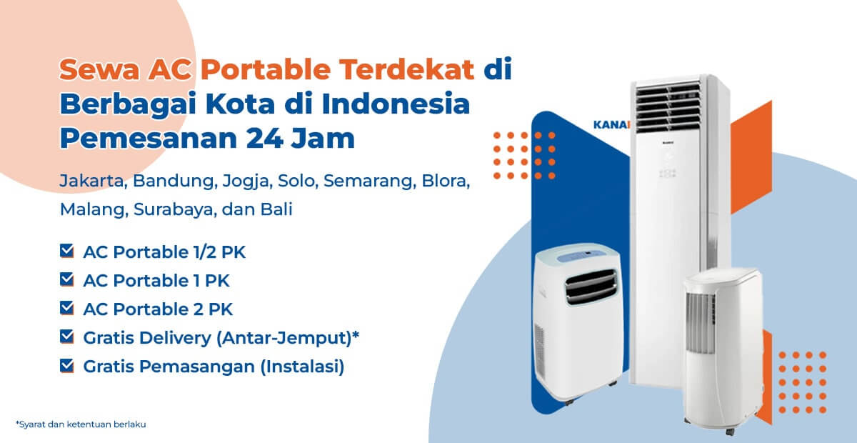 Sewa AC Portable Terdekat 1/2-2 PK di Berbagai Kota, 24 Jam